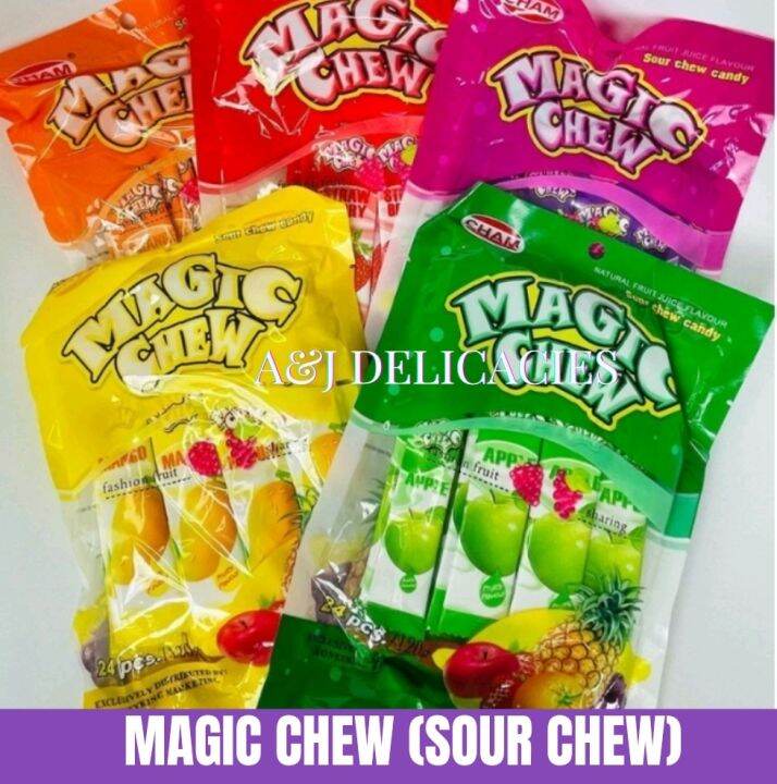 Magic Chew Candy Sour Chew Candy (24 pcs per Pack) Assorted Flavor ...