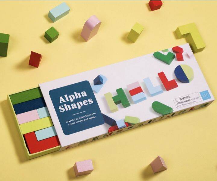 Alpha Shapes (Colorful Wooden Block Letters for Decor, Educational ...