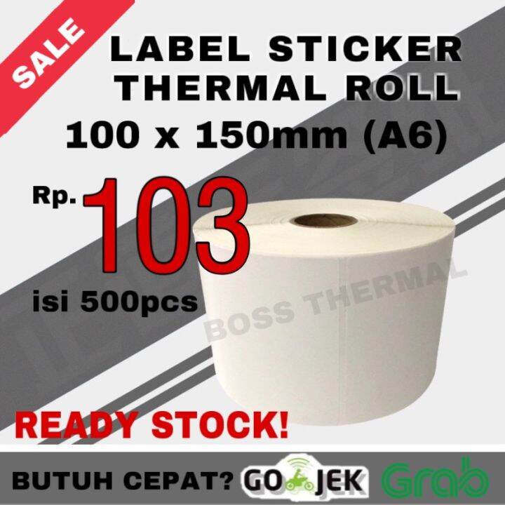 Label sticker thermal resi online ukuran 100x150 A6 | Lazada Indonesia