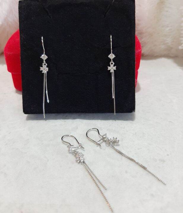 Anting Kait Bunga Perak 925 Lapis Mas Putih /AK04 | Lazada Indonesia