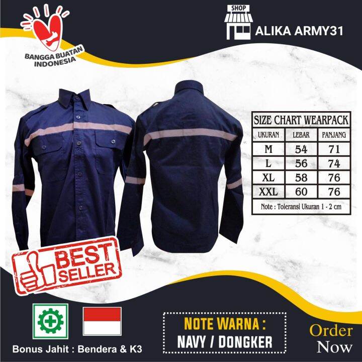 BAJU KERJA SAFETY / PROYEK / TAMBANG / WERPACK / KATELPACK LENGAN ...