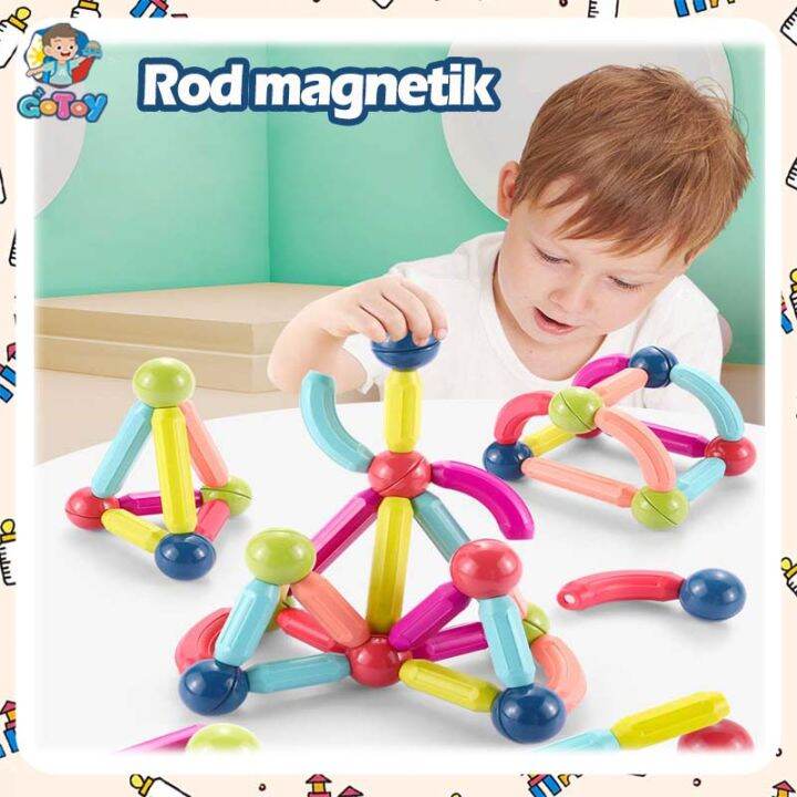 130/84/25pcs Mainan Magnet Stick Balls Anak Magnetic Building Blocks ...