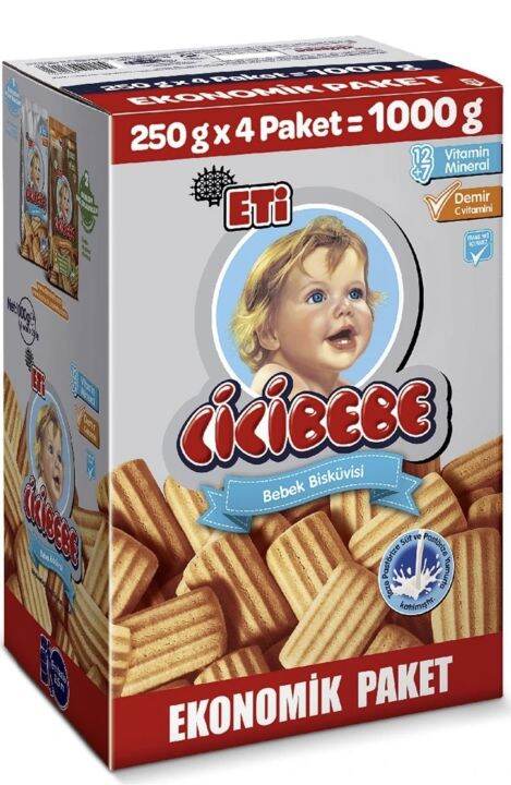 Eti Cicibebe Baby Biscuits (Bebek Bisküvisi) 1000 Gr (4X250 gr)/อาหาร ...