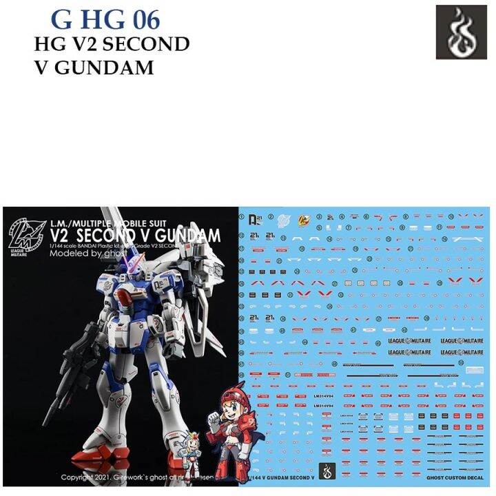 ดีคอลน้ำ [Ghost] HG 06 V2 SECOND V GUNDAM HG 1/144 (HIQ) Fluorescent เรืองแสงในแสงแบลค์ไลค์ ...