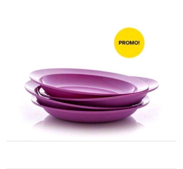 Large deep plate tupperware / piring tupperware set isi 4 | Lazada ...