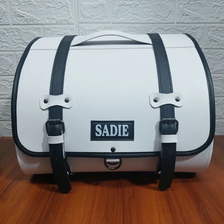 Classic bags by TSM L15"xH11"xW11" White body/ Black straps and binding ...