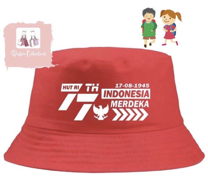 TOPI BUCKET ANAK 77 TH INDONESIA MERDEKA | Lazada Indonesia