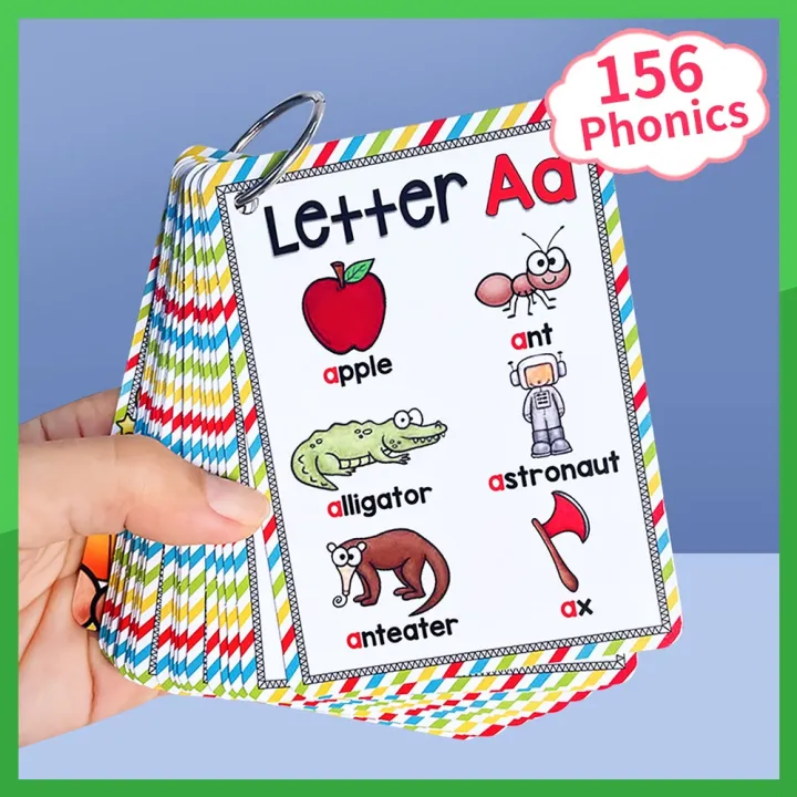 26 Letters Alphabet 156 Phonics English words Pocket Cards Baby ...