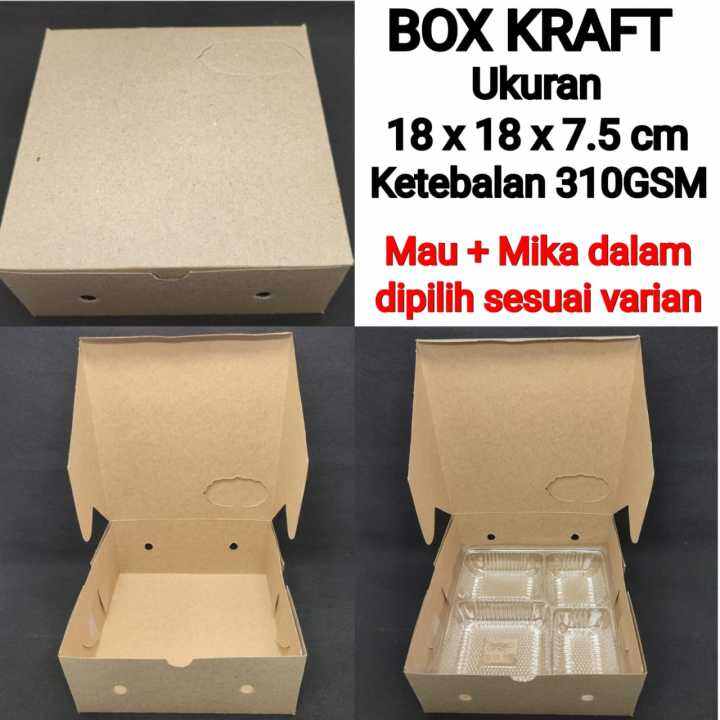 Box Kraft 18x18 isi 25 Lembar / Kotak Nasi / Dus Kemasan Makanan 18 x ...