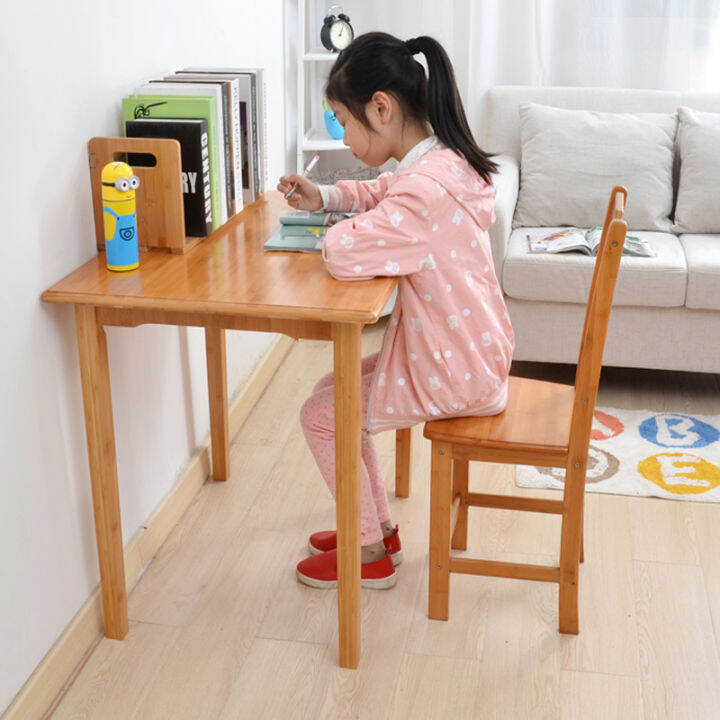 Bamboo Children's Study Desk Set Solid Wood Writing Desk Primary School ...