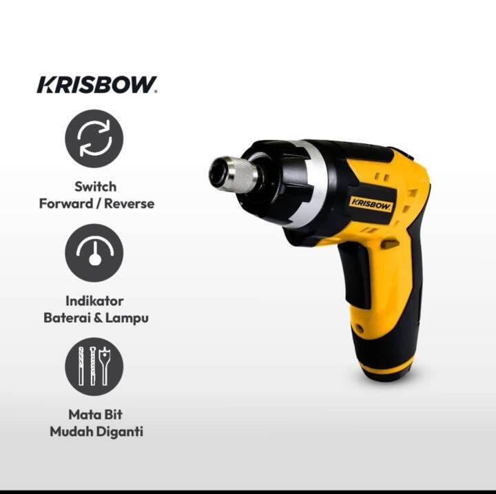Krisbow Bor Obeng Nirkabel dengan Lampu 3.6 v cordless screwdriver ...