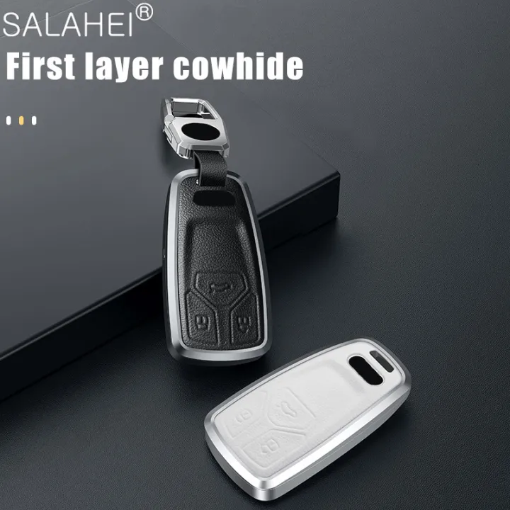 อลูมิเนียมรถหนัง Remote Key Case Shell Fob สำหรับ Audi A4 B9 A5 A6