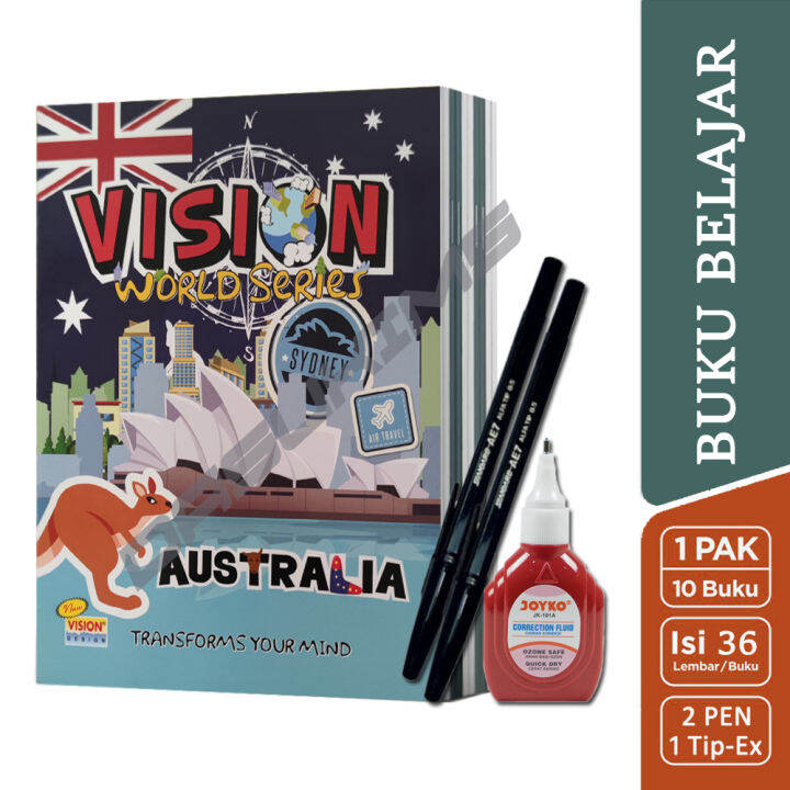 Paket 10 - Buku Tulis Vision 38 Lembar Extra Tip-Ex Cair JOYKO dan 2 ...