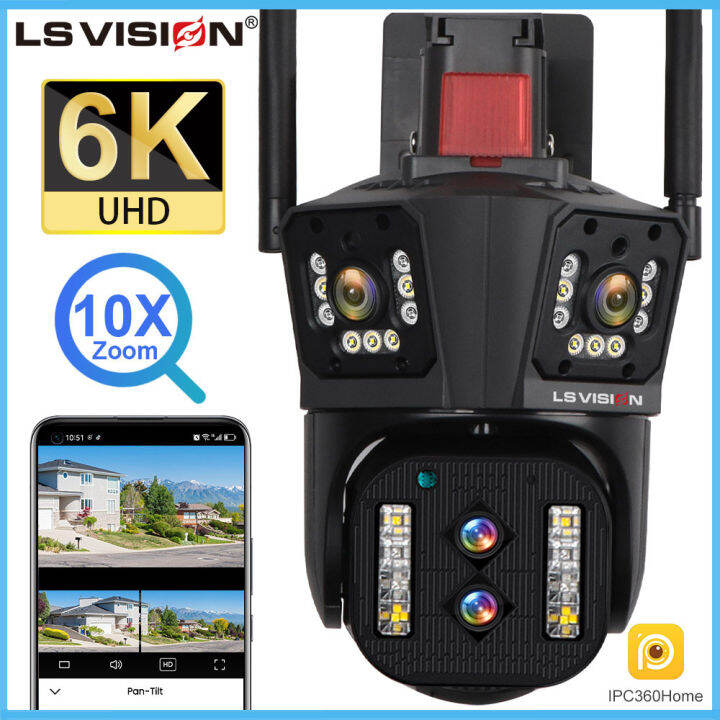 LS VISION 6K Three Lens WIFI CCTV Camera 12MP 10X Hybrid Optical Zoom ...