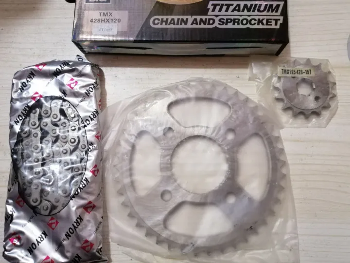 KRYON Thailand No.1 Chain and Sprocket Set Titanium 428H x 120L 15t/42t ...