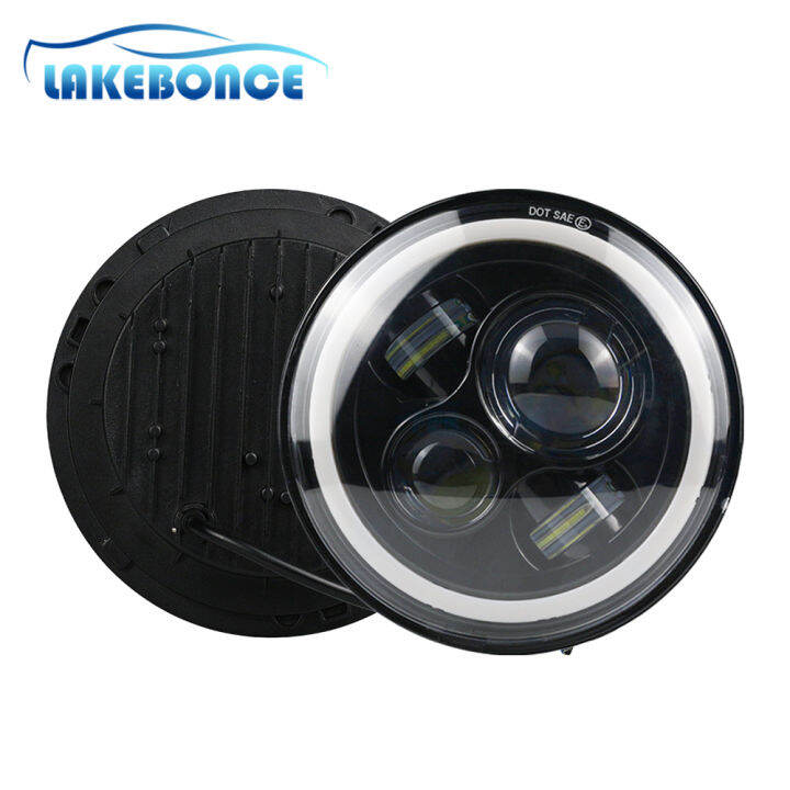 1 PC 7 Inch H4 LED Headlight with Halo Ring Amber Turn Signal for Honda ...