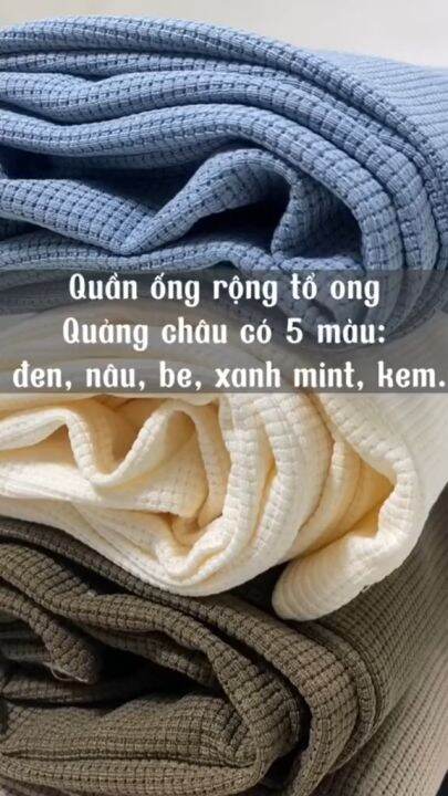 Quần ống rộng nỉ tổ ong cạp chun có dây rút dáng suông, Quần nỉ tổ ong ...
