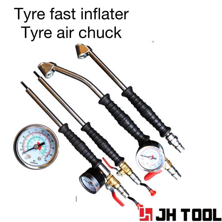 JHTOOL Fast tire inflation nozzle with air pressure guage tyre ...