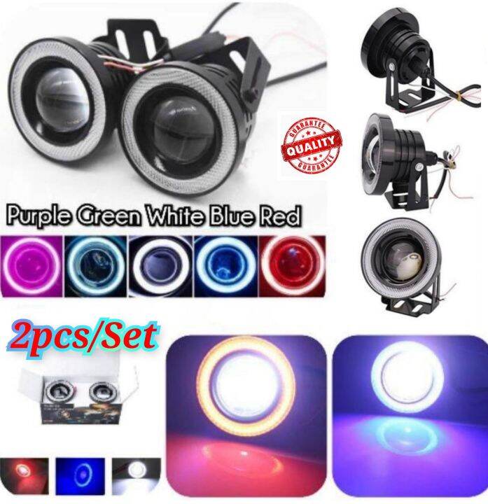 2pc Car Angle Eyes Halo Ring COB Projector Fog Lamp Spot Light White LED Sport Signal Toyota DRL ...
