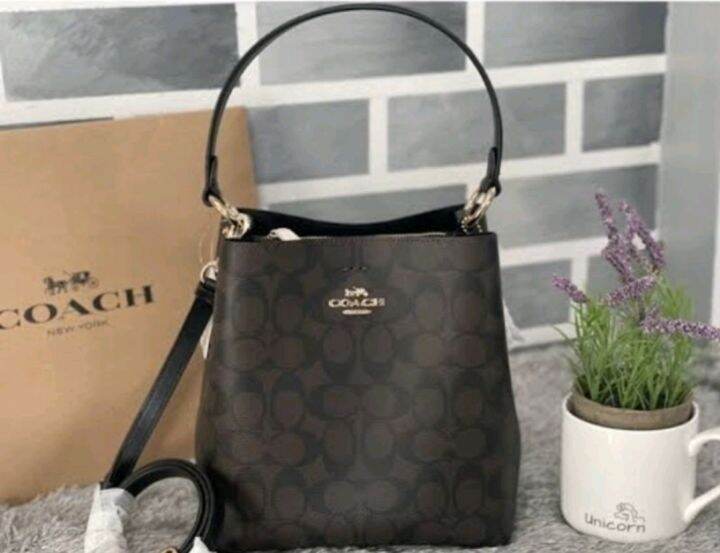กระเป๋า coach รุ่น ca582 บัคเก็ต C สีกาแฟเล็ก | Lazada.co.th
