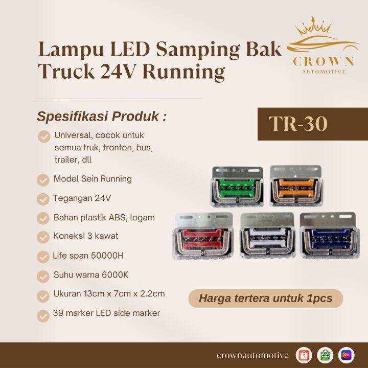 Lampu LED Samping Bak Truk TR-30 Running 24V | Lazada Indonesia