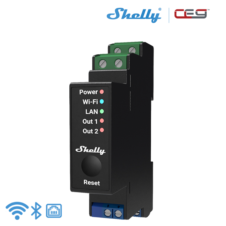 Shelly Pro 2PM, Professional 2-channel DIN rail relay with power ...
