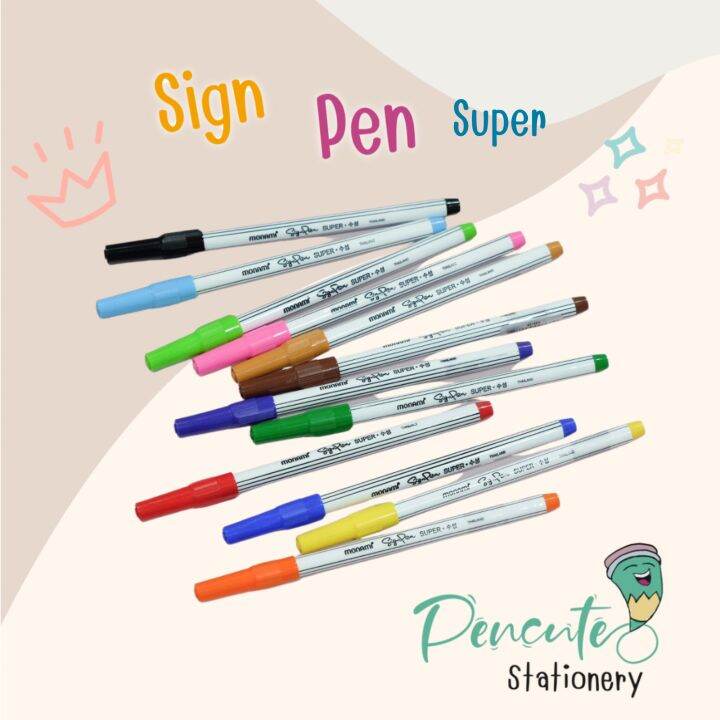 monami ปากกาสีน้ำ ปากกาเมจิก รุ่น Sign Pen Super 12 สี | Lazada.co.th