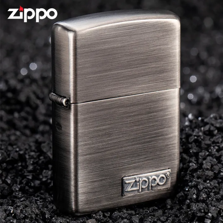 Zippo Logo Emblem Design Brushed Windproof Pocket Lighter | Zippo M-49791-402 | Lazada.co.th
