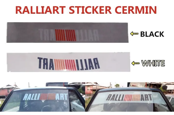 RALLIART CAR STICKER CERMIN DEPAN BELAKANG WIDESCREENS STICKER WIRA ...