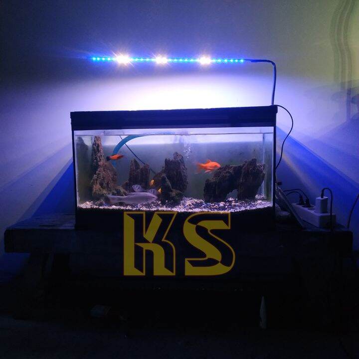 lampu aquarium 50 cm dengan 28 mata LED smd kombinasi white blue lampu ...