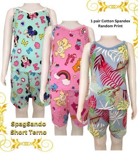 KIDS TERNO SPAGSANDO AND SHORT FOR GIRL AGE 0 TO 10 Y/OLD CUTIE CARTOON ...