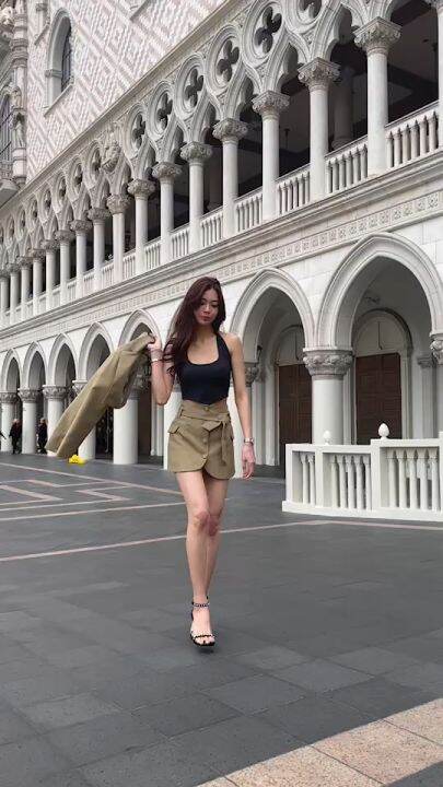 GH 002: DELILAH (BLAZER DARK GREEN) กระโปรงสีขี้ม้า ทรงเอวสูง | Lazada.co.th