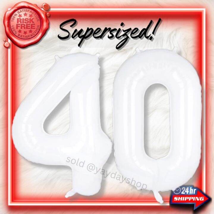 BD Balloons: Big 40 Inch White Foil Number Balloon The Ultimate ...
