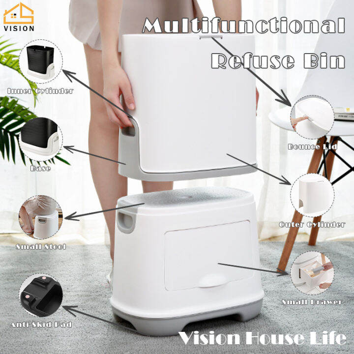 Vision Double-layer Sorting Garbage Can Japanese Dry-Wet Sorting Trash ...