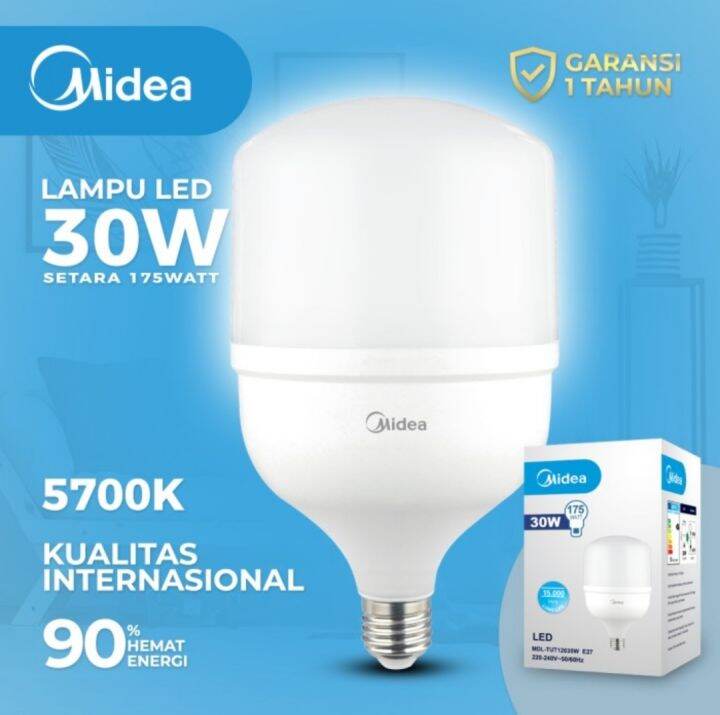 Midea Lampu LED 30 Watt 30Watt 30W PUTIH 5700K Garansi 1 Tahun SNI | Lazada Indonesia