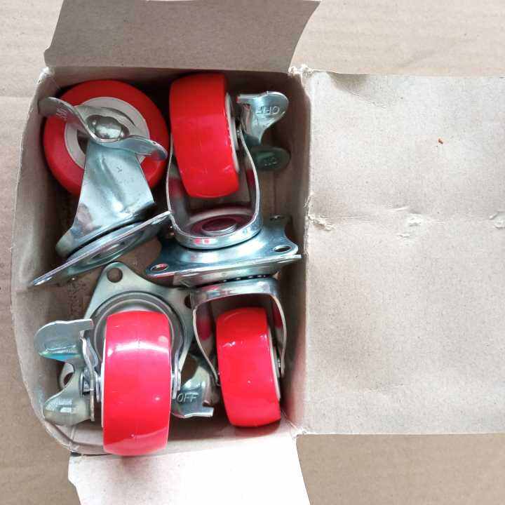 Roda Gepeng Merah HARGA PER BIJI / Roda Hidup 2" / Roda Gepeng 50mm ...