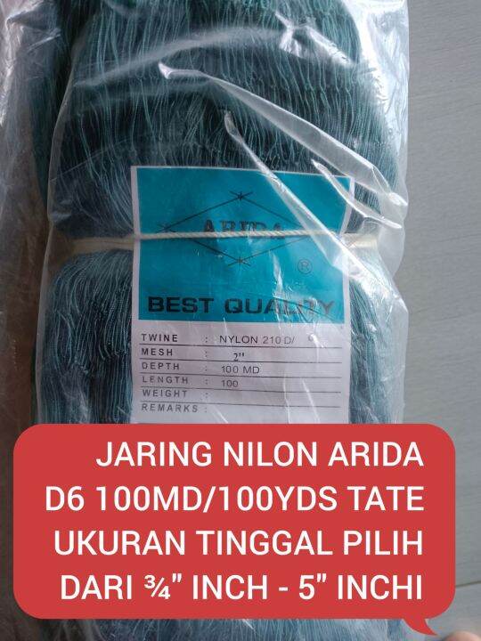 jaring ikan NILON ARIDA D6 100MD/100YDS TATE ukuran ¾ inch - 5 inch jaring nilon jaring arida ...