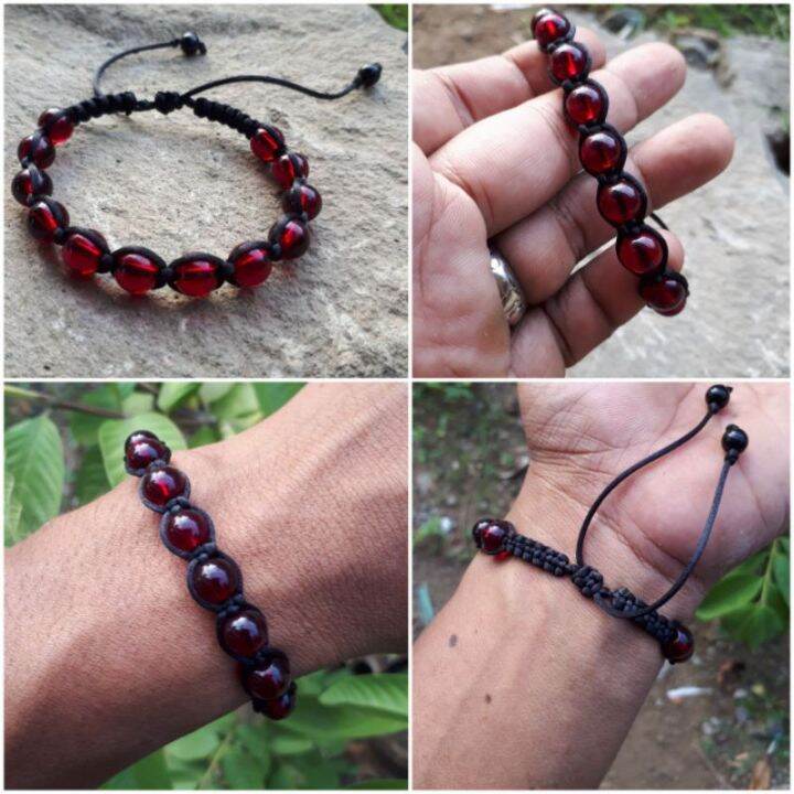 gelang etnik bohemian merah siyam 8 mm | Lazada Indonesia
