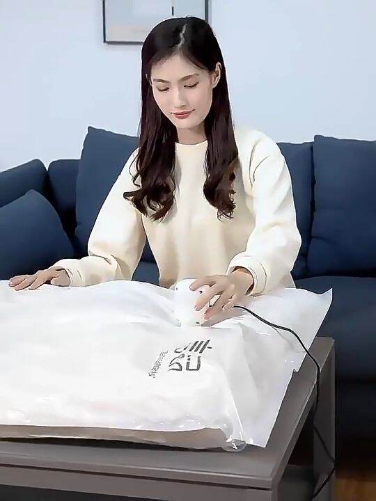 （ปั๊มมือ+ปั๊มไฟฟ้า）ถุงสูญญากาศเก็บของ เก็บเสื้อ Vacuum Bag Big SetStorage Vacuum Bag ถุงสูญญากาศ ...
