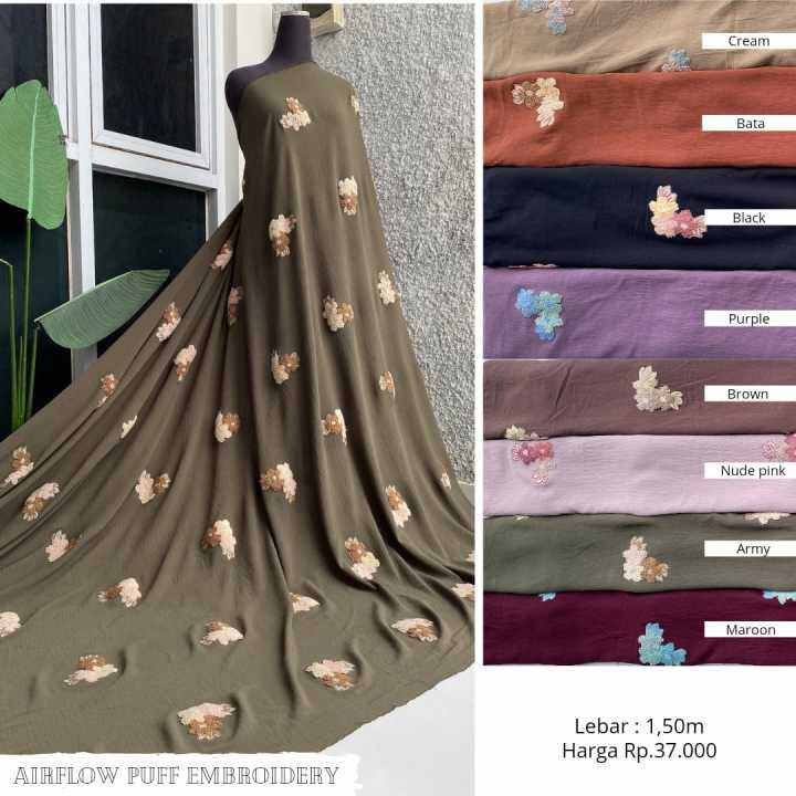 KAIN AIRFLOW PUFF EMBROIDERY / CRINKLE POMPOM | Lazada Indonesia