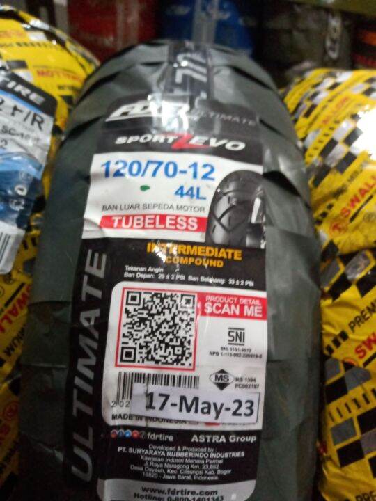 BAN LUAR UKURAN 120/70-12 FDR ZEVO ULTIMATE TUBLES RING 12 | Lazada ...