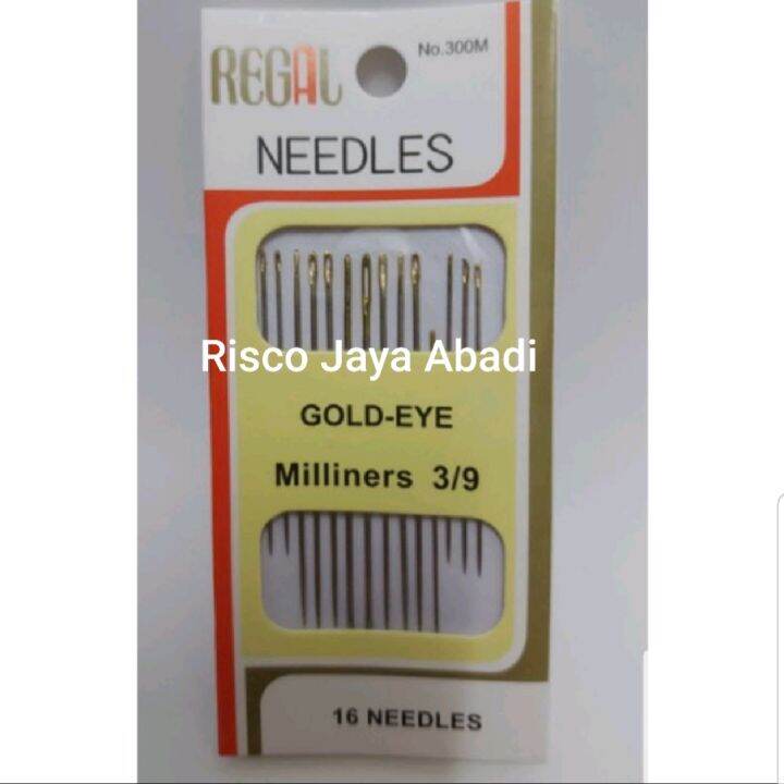 JARUM JAHIT GOLD EYE REGAL MILINERS KEPALA GOLD ISI 16 BATANG | Lazada ...