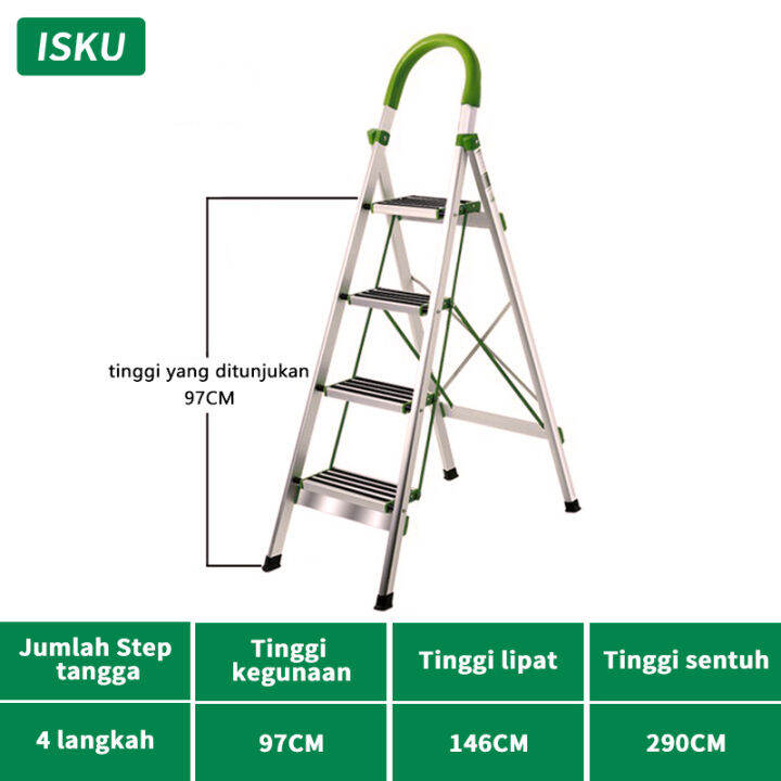 ISKU tangga lipat multifungsi rumah aluminium 3/4/5/6 step tangga ...