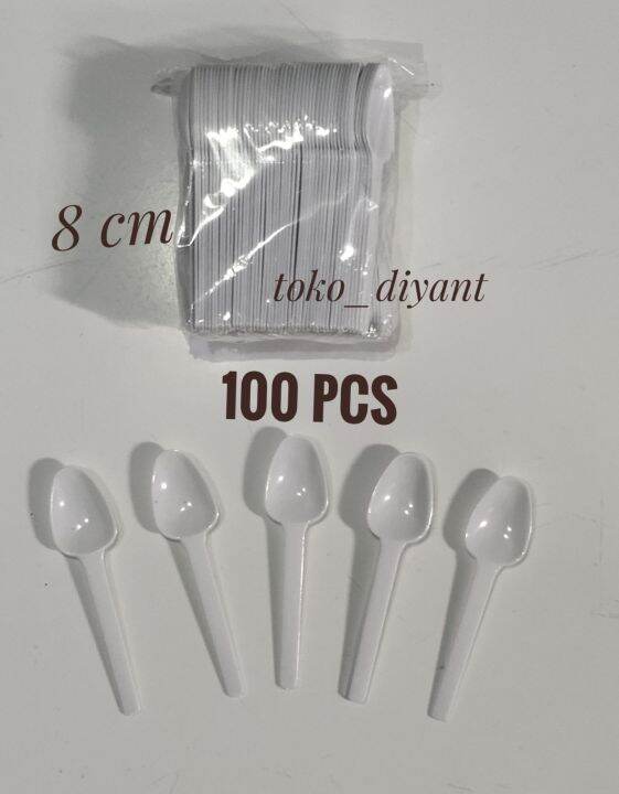 Sendok kecil plastik putih susu - sendok puding kue es krim cream ...