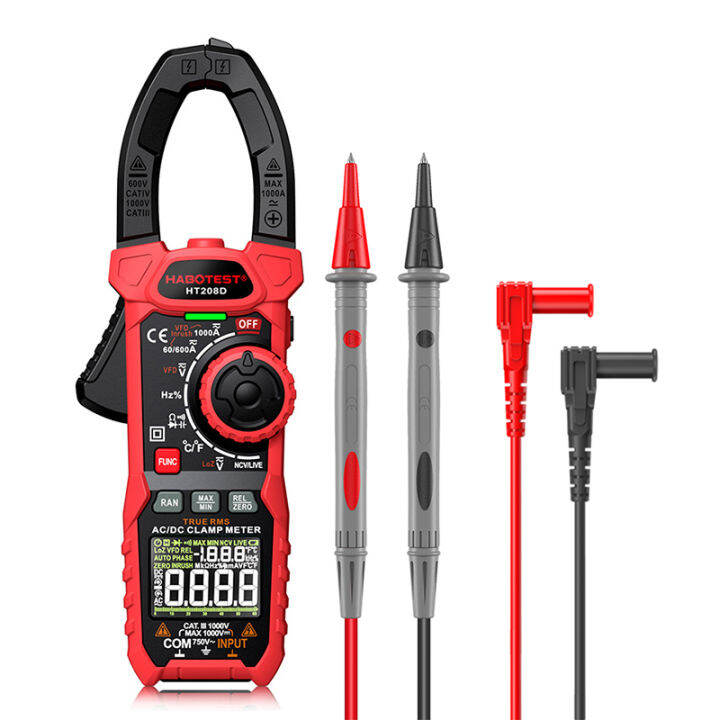 HT208D Current Clamp Meter Ammeter Voltmeter Auto Range True RMS ...