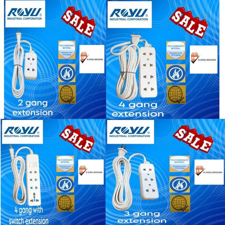 Royu universal extension socket cord 2 gang extension 3 gang extension ...