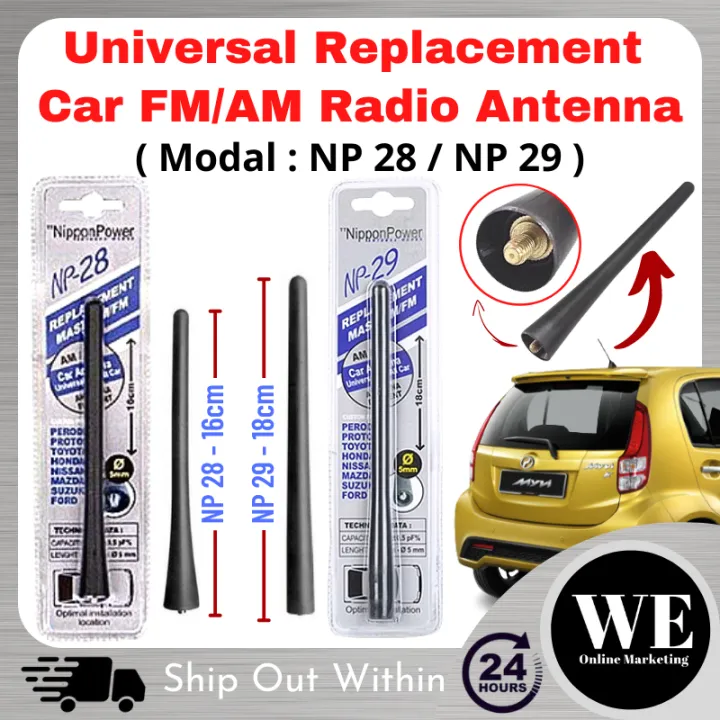(Ready Stock) Replacement Car AM FM Radio Antenna - NP-28 / NP-29 Universal Car Roof Radio ...