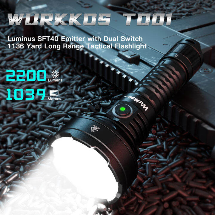 Wurkkos TD01 21700 Rechargeable Tactical Flashlight LED USB-C 2200Lm ...