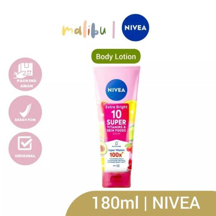Nivea Extra Bright 10x Vitamin Skinfood Body Serum Lotion Nivea 180ml ...