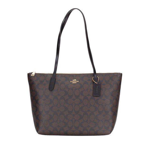 ของแท้ Coach 4455 Zip Top Tote Signature Canvas Women กระเป๋าสะพาย ...